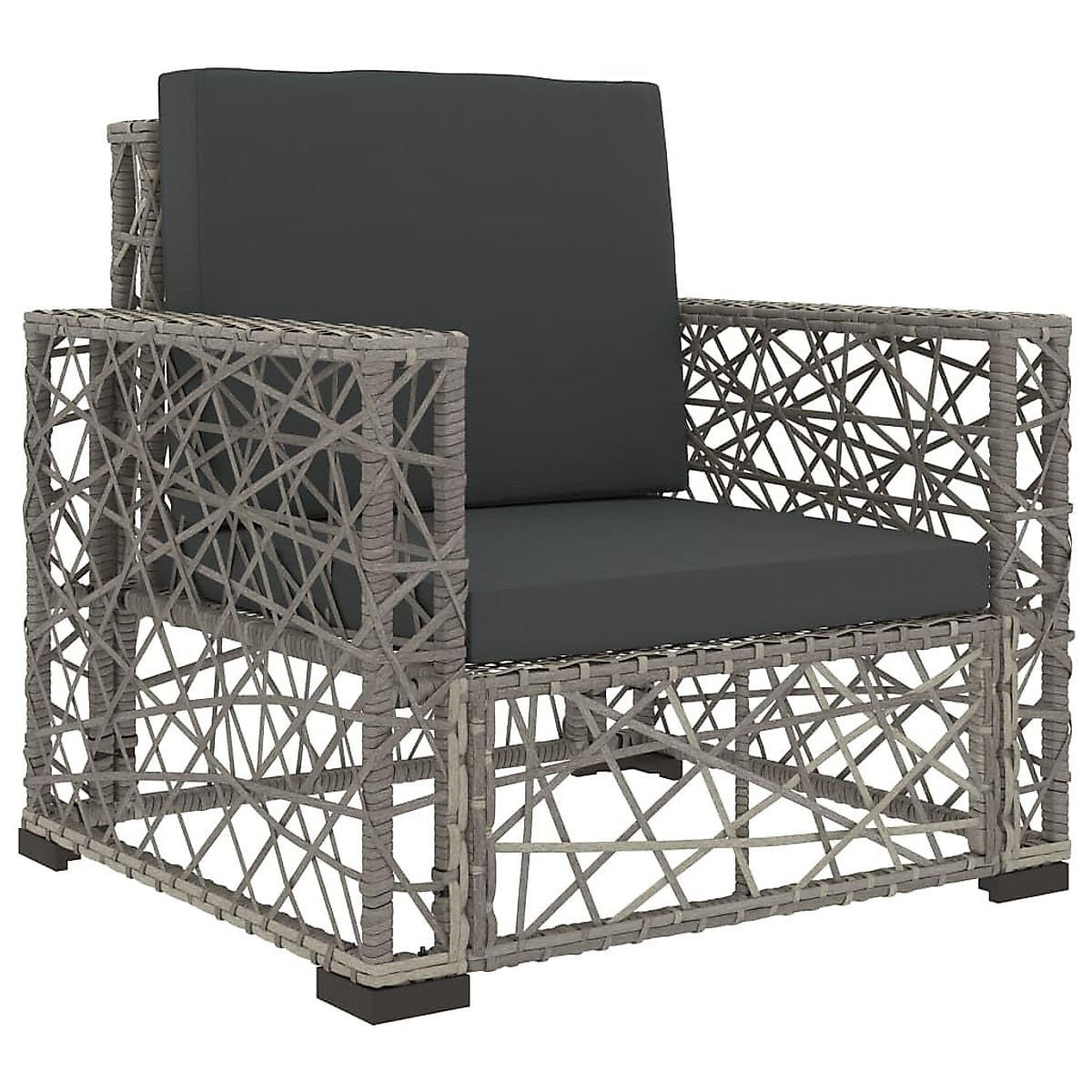 6 Piece Outdoor Patio Furniture Sets with Tea Table and Cushions | PE Rattan Sectional Patio Sofa Set | Patio Sofa Couch Conversation Set | All-Weather Garden Sofa Set | Gray Poly Rattan