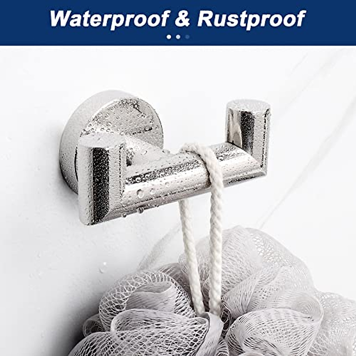 NearMoon Bathroom Double Towel Hook- SUS304 Stainless Steel Robe Towel Holder, Heavy Duty Double Coat Hook for Bathroom Livingroom Kitchen Wall Mounted, 2 Pack (Chrome Finish)