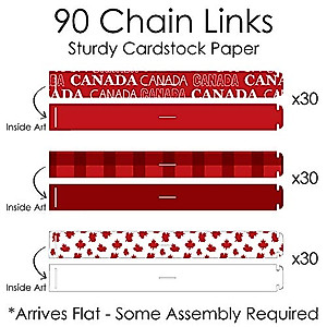 Big Dot of Happiness Canada Day - 90 Chain Links and 30 Paper Tassels Decoration Kit - Canadian Party Paper Chains Garland - 21 feet