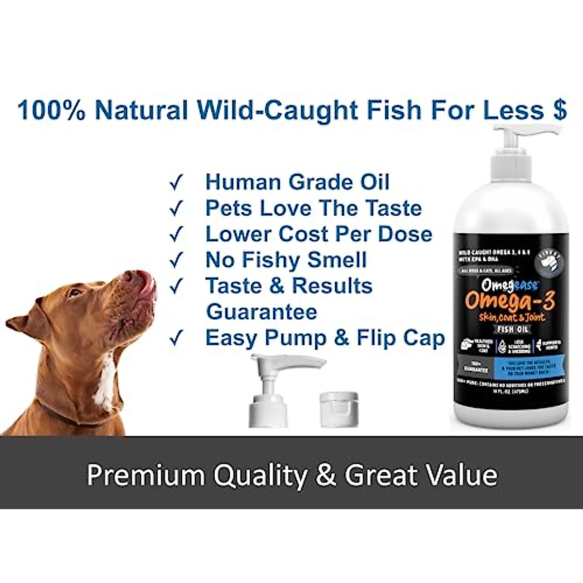 Omegease Omega 3, 6 & 9 Fish Oil for Dogs and Cats, 16 Ounces