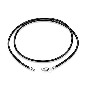 GOXO Black Waterproof Braided Leather Necklace Wax Rope Chain for Women Men,Durable Sterling Silver Buckle, 2mm Width 16 to 24 Inch Cord Made in USA (18)