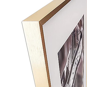 TheDisplayGuys - Contemporary Aluminum Picture Frame - Tempered Glass - 11x14 matted to 8x10 - Gold - Wall Hanging