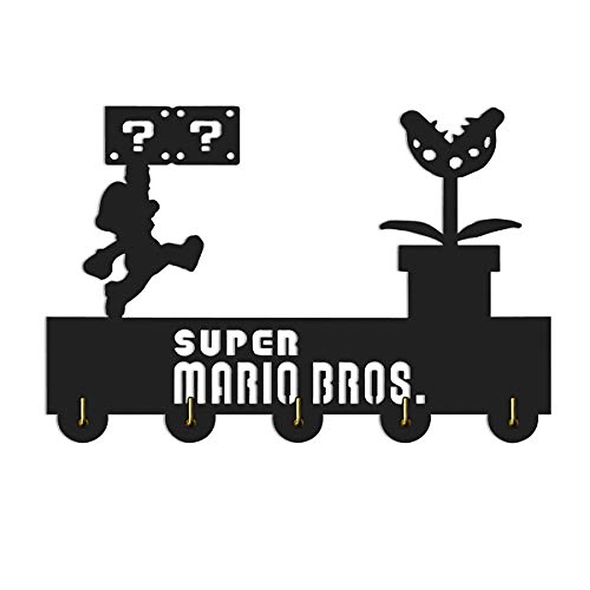 Super Mario Key Hooks-Unque Game Theme Decor Wall Hooks Heavy Duty 20LB(Max),Wall Décor,Wood Coat Hooks, Key Holder,Key Hanger for Wall、Entryway and Kitchen