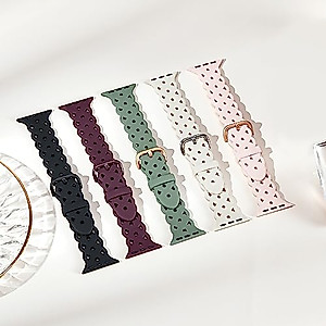 Butifacion Lace Silicone Band Compatible with Apple Watch Band 38mm 40mm 41mm Women, Hollowed-out Breathable Strap Replacement Wristbands for iWatch Series 8 7 6 5 4 3 2 1 SE, Black