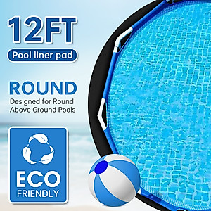 Perfin 12 Foot Round Pool Liner Pad for Above Ground Swimming Pools, Made of Durable Material - Prevents Punctures and Extends Life to The Liner…