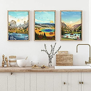 cupmod 6 Packs Paint by Number for Adults Beginners,National Park Painting by Number Kits on Canvas Without Frame,Lanscape Craft Arts for Home Wall Decor