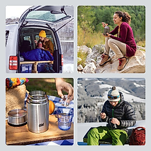 Esbit Stainless Steel Vacuum Food Jug with Double-Wall Insulation, Pressure Release and Bowl Lid - 1 Liter