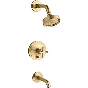 Purist Rite-Temp Bath And Shower Trim With Cross Handle And 2.5 Gpm Showerhead