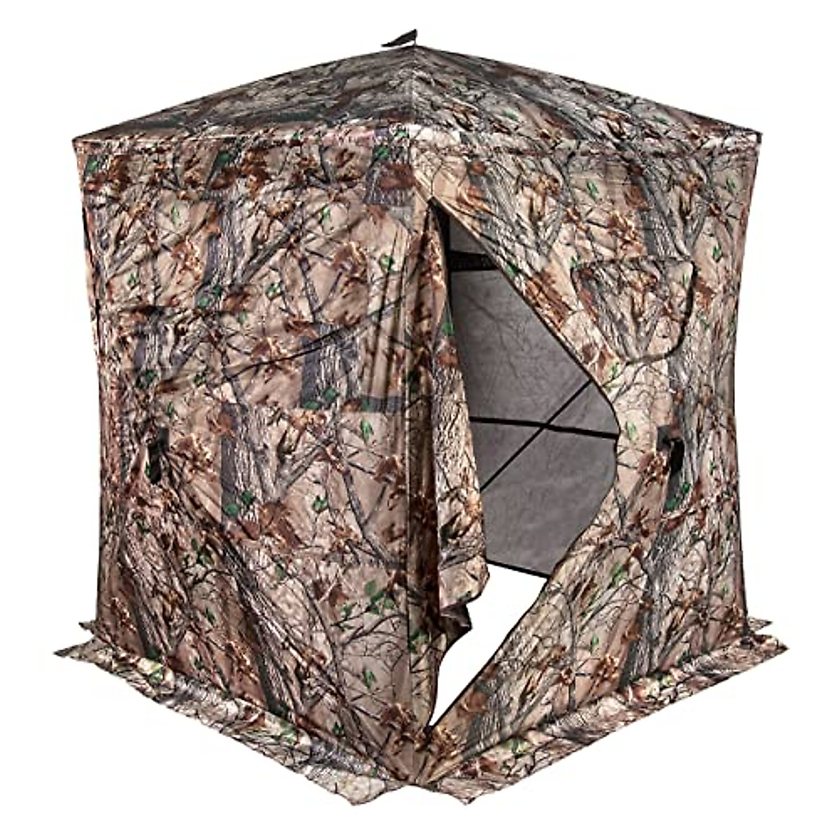 Muddy Outdoors Hunting Easy Set-Up Portable Concealable Black-Backed Water Resistant Epic Camo Prevue Ground Blind, 2-Person