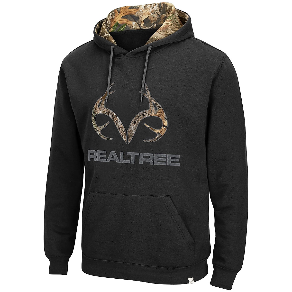 Colosseum Realtree Men's Edge Grizzly Fleece Pullover Hoodie (Black, Medium)