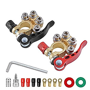 XINLIYA Car Battery Terminal Connectors, 2 Pcs 4 Way Quick Release Disconnect Car Battery Terminal for SAE/JIS Type A Posts, Compatible with Cars, Trucks, Vans and More