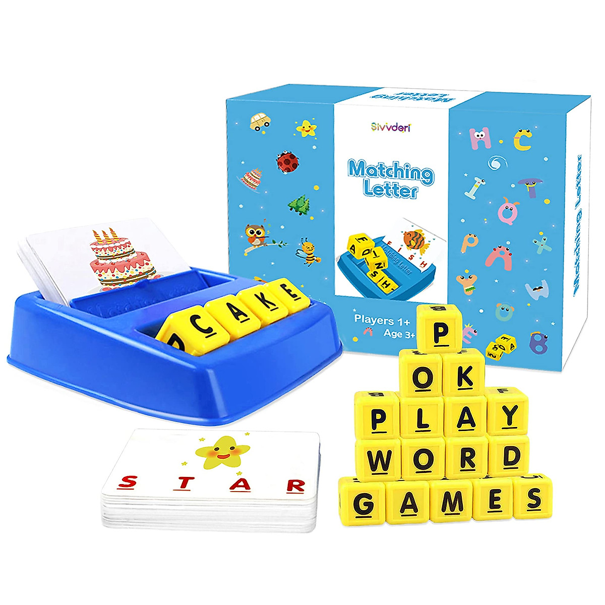Educational Toys, Alphabet Learning Toys Flash Card Game for Toddlers 3 4 5 Year Old Preschool Matching Letter Spelling Reading Games for Kids 3-8 Years Old Boys