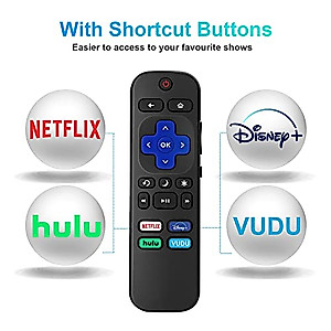 Universal Replacement Remote for Roku TV, Compatible with Hisense Roku/TCL Roku/Onn Roku/Sharp Roku TV, Remote Control with Buttons for Netflix, Disney, Hulu, VUDU【Not for Roku Stick and Box】