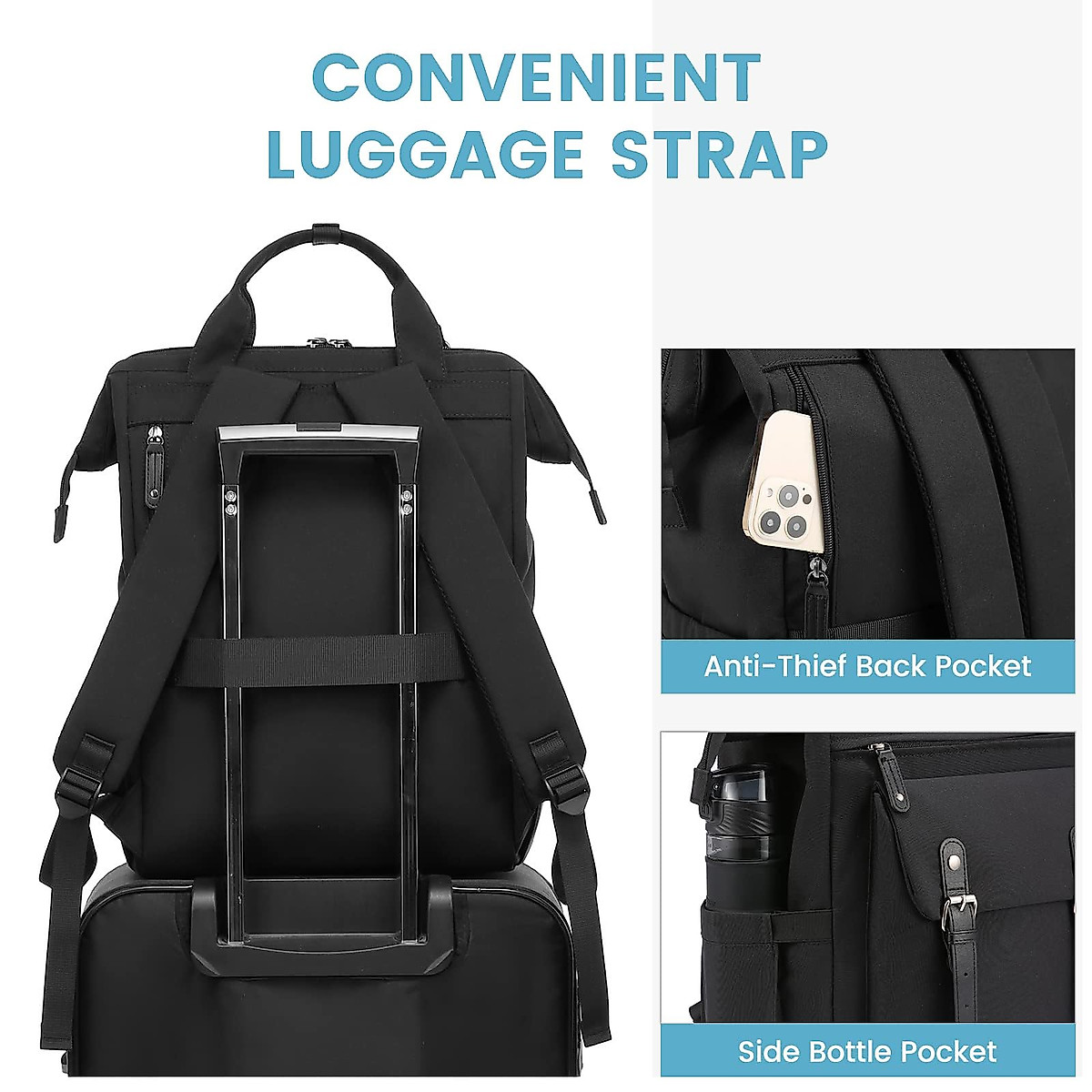 LOVEVOOK Laptop Backpack for Women, Teacher Nurse Bag Work Travel Computer Backpacks Purse,Water Resistant Daypack with USB Charging Port, 17.3 inch