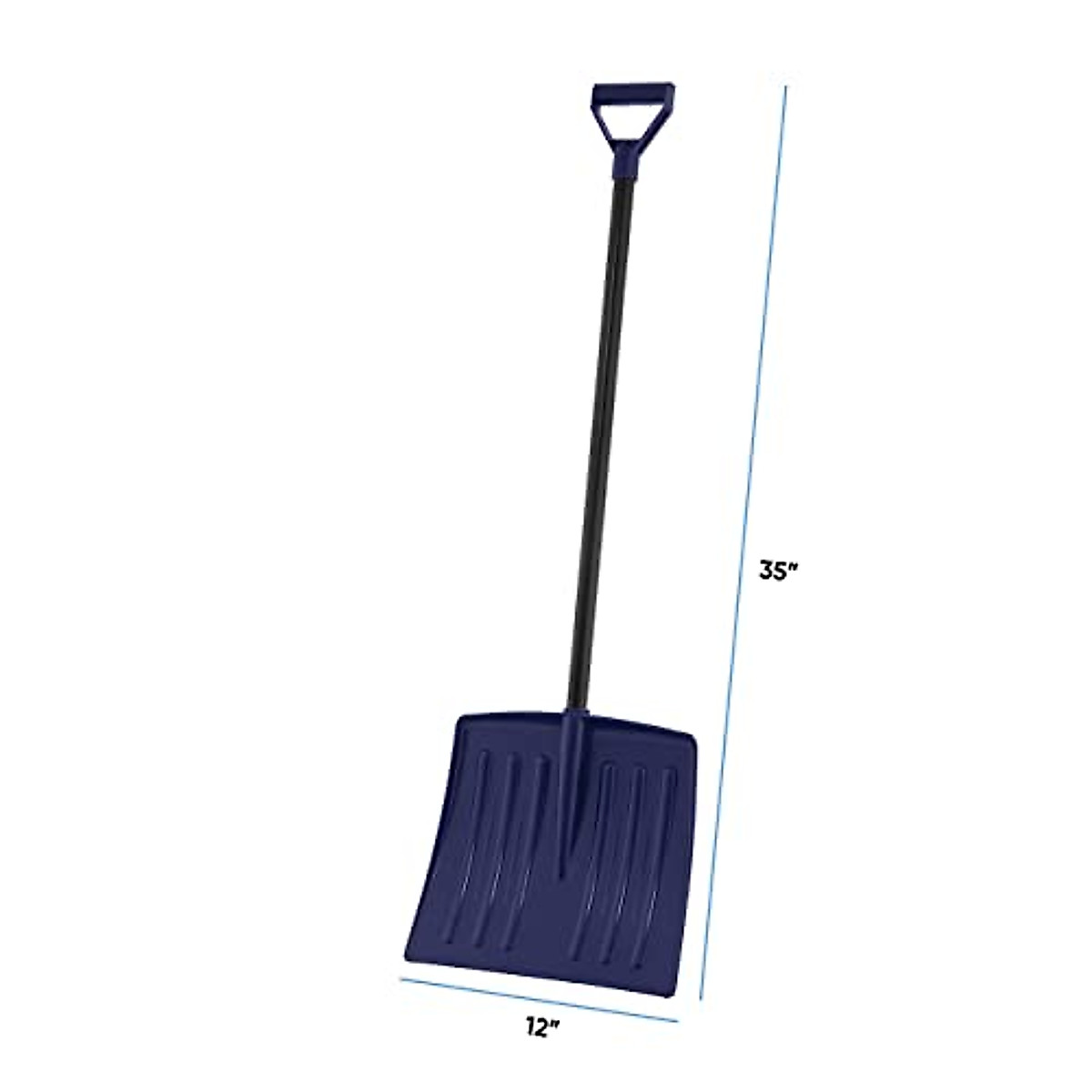 Superio Kids Snow Shovel for Driveway, Plastic Heavy Duty Shovel for Snow Removal with D Grip Metal Handle Small Navy Blue Kids Shovel Sturdy, 35“ Height, Durable Plastic 12" Wide Blade, Snow Fun (3)