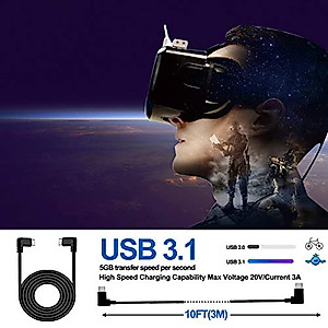 Oculus Quest Link Cable USB Type C to USB Type C Cable 10ft(3m), High Speed Data Transfer Fast Charging Cable Compatible for Quest and Gaming PC