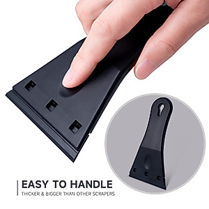 FOSHIO 2-Pack Plastic Razor Blade Scraper with 100pcs Single Edge Plastic Razor Blades, Extra Big Plastic Scraper Tool for Removing Paint Spots, Adhesive, Gasket, Decal, Labels and Stickers (Black)