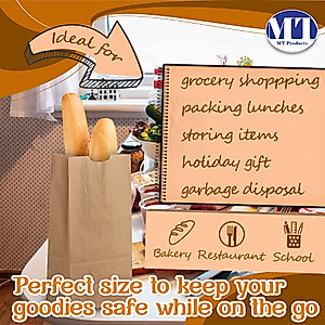 MT Products Brown Paper Bags 8 lbs. - Disposable Paper Lunch Bags Perfect for Shopping - Pack of 100