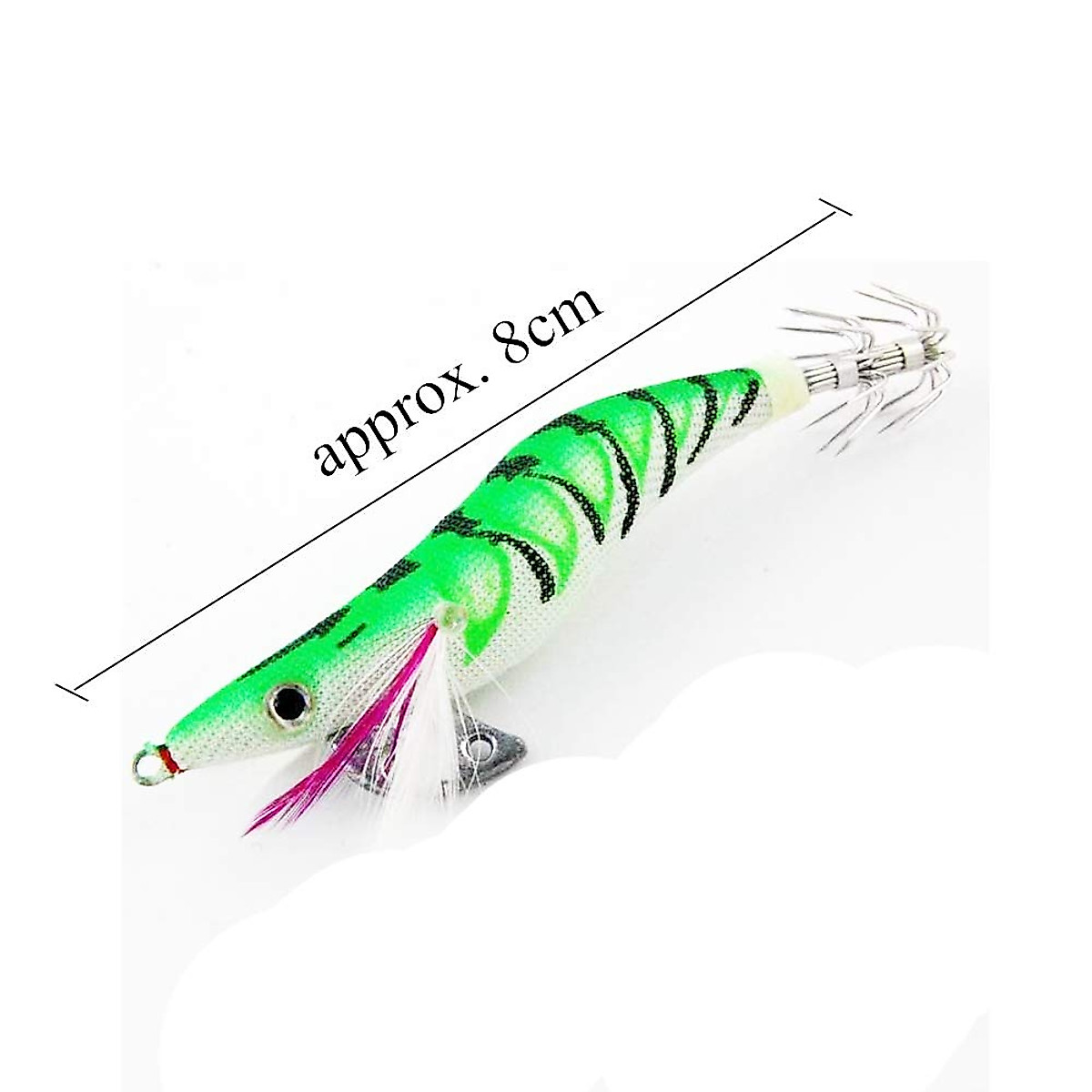 Fishing Lure 5pcs 8cm 7.2g Lifelike 3D Eyes Luminous Saltwater Hard Accessory Tackle Bass Bait Artificial Shrimp Freshwater Sinking Squid Jigs Bright olors