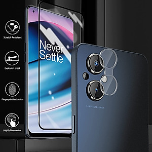 Orzero (2+2) Compatible for OnePlus Nord N20 5G, 2 Pack Screen Protector + 2 Pack Camera Lens Protector, Full Adhesive High Definition Bubble Free Anti-Scratch