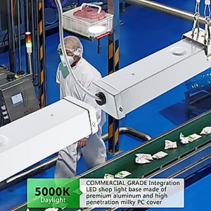 bulbeats Compact LED Shop Light 4FT, 50W Surface/Suspension Mount 4FT Lights Fixture, 7000Lm 5000K T8 Integrated LED Tube Light with 5' Power Cord Ideal for Garage Basement Workshop(4 Pack-ETL)