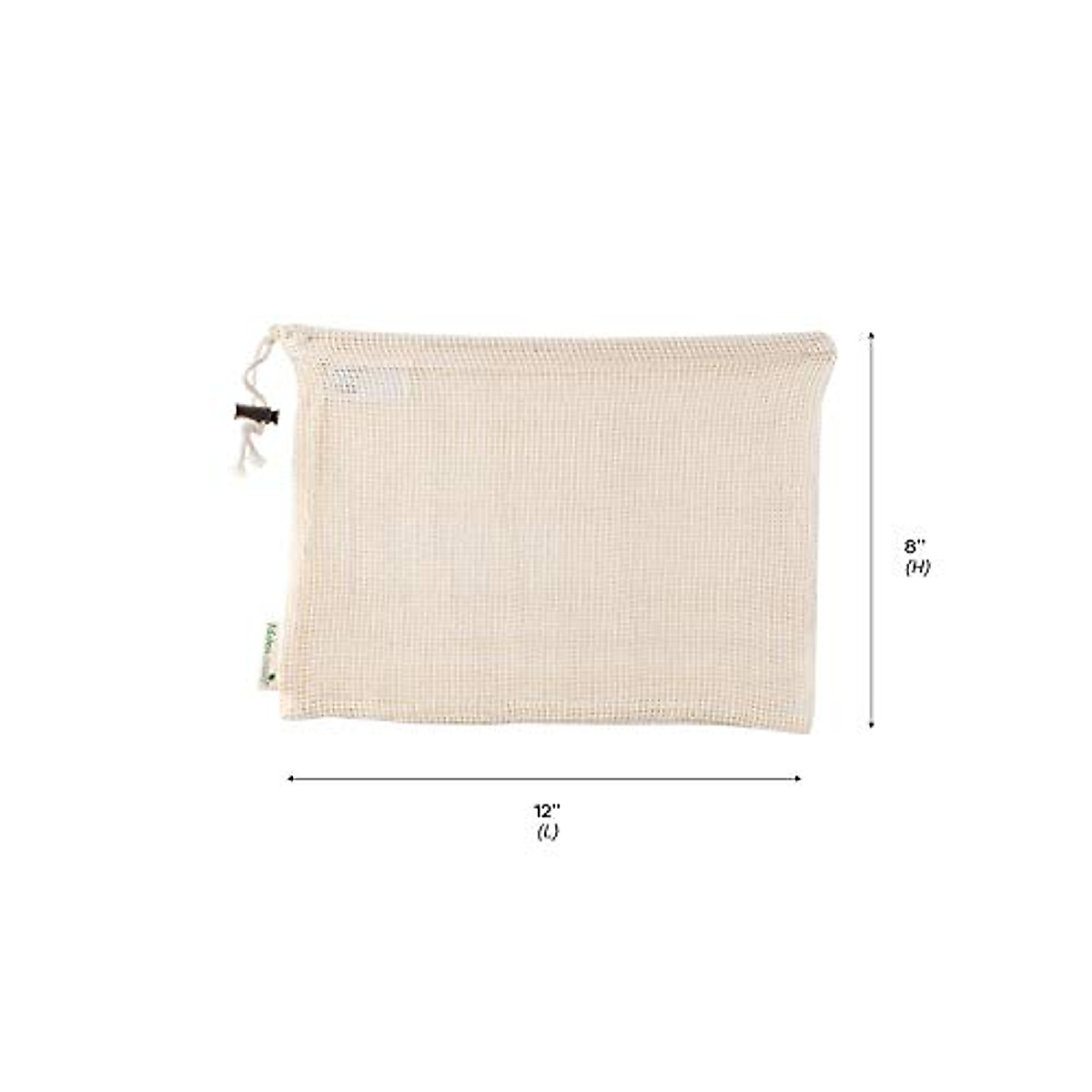 Kitchen Details 3 Pack Reusable Cotton Mesh Produce Bags | Green Living | Fruit and Vegetable Bags & Organizers | Good for Grocery Shopping | Natural Beige