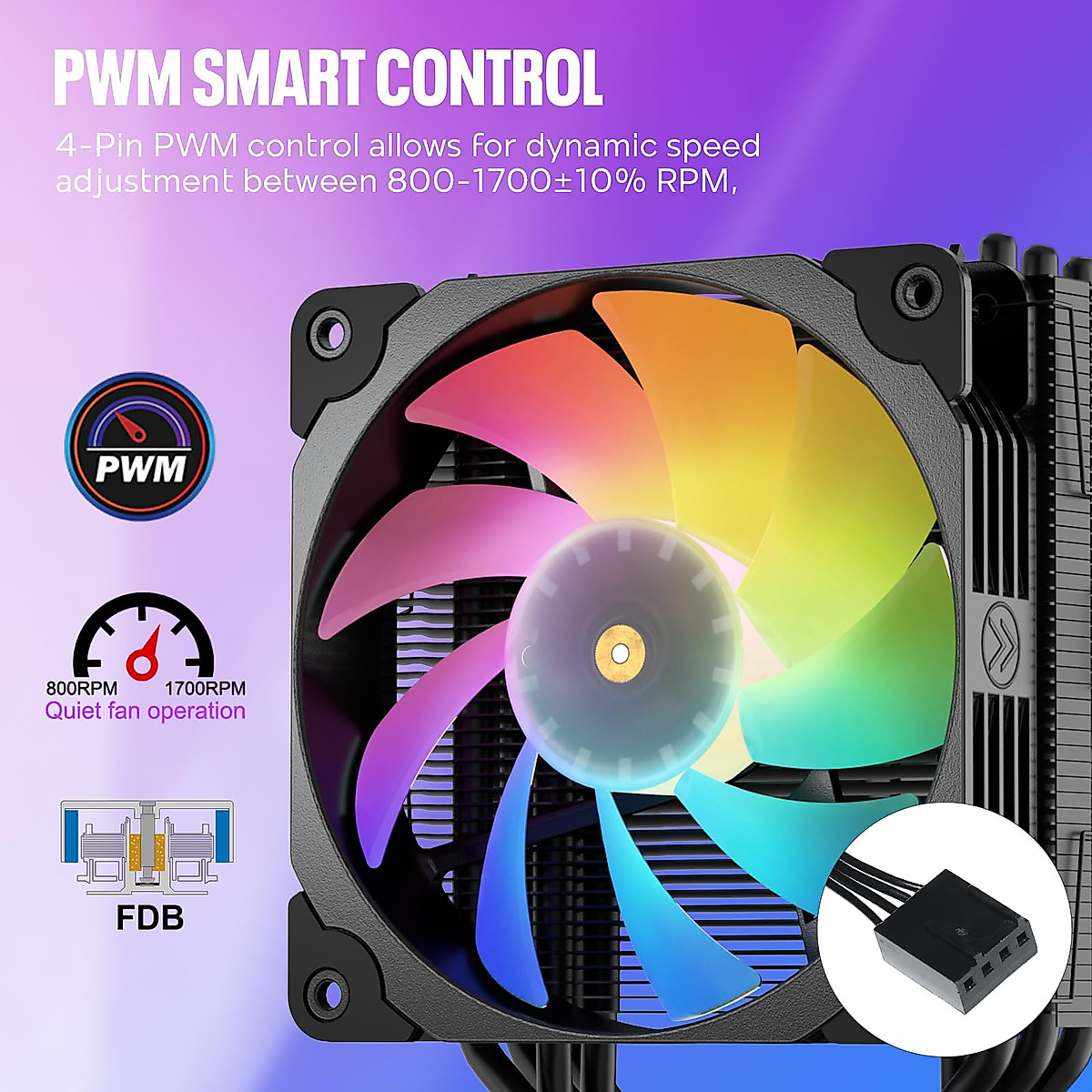 Vetroo V5 CPU Air Cooler with 5 Heat Pipes 120mm FDB PWM Processor Cooler for Intel LGA 1700/1200/115X AMD AM5/AM4 w/Addressable RGB Lights Sync (V5, Black)