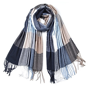 MEANBEAUTY Women's Scarf Wraps Pashminas Pashmina Shawls Warm Winter Long Large Plaid Soft Thick Blanket Scarves(plaid 5)