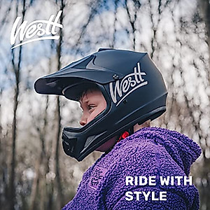 Westt Youth Kids Motocross Helmet - Dirt Bike Motorcycle with Visor Off-Road ATV Street Mountain Bike Go-Kart BMX, Full Face Motorcycle Helmet for Boys & Girls, DOT Approved