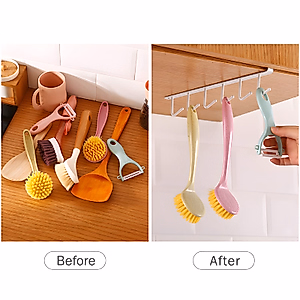 Skycase Coffee Mug Hooks,4 Pack 6 Hook Under Cabinet Mug Hanger,Cup Holder Hanger Under Cabinet, Mug Organizer Rack for Mugs,Coffee Cups,Kitchen Utensils,Black,White