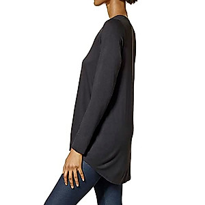 HUE Women's Perfect Legging Tunic Tee, Black – Long Sleeve, Large