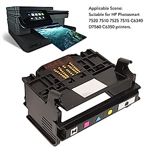 Printer Head Replacement for HP Photosmart 7520 7510 7525 7515 C6340 D7560 C6350 Printers, Portable Remanufactured Printhead, Printer Head for Home, Office