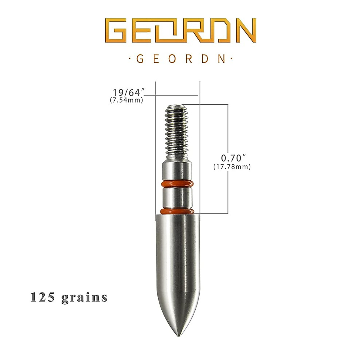 100/125/150/175/200 Grains Stainless Steel Field Points Practice Archery Arrow Target Bullet Point Combo Point 12 PCS (R 19/64"-125 Grains)