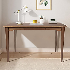 Maydear 47" Bamboo Multipurpose Study Writing Desk with Drawer, Modern Simple Computer & Laptop Table Dining Table for Bedroom, Living Room, Home and Office, Kitchen，Walnut