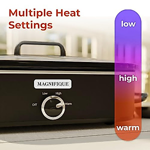 [NEW] MAGNIFIQUE 4-Quart Slow Cooker with Casserole Manual Warm Setting - Perfect Kitchen Small Appliance for Family Dinners, Dishwasher Safe Crock, Black