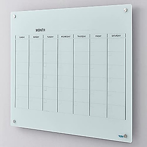Global Industrial 48"W x 36"H Magnetic Glass Calendar Whiteboard, White