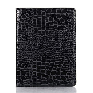 iPad Pro-6/5/4/3 (11'') Case for Women, iPad Air-6th (11'') Air-5th Air-4th (10.9'') Case, DMaos Crocodile Synthetic Leather Folio Smart Cover with Card Pencil Holder, Auto Sleep Wake - Black