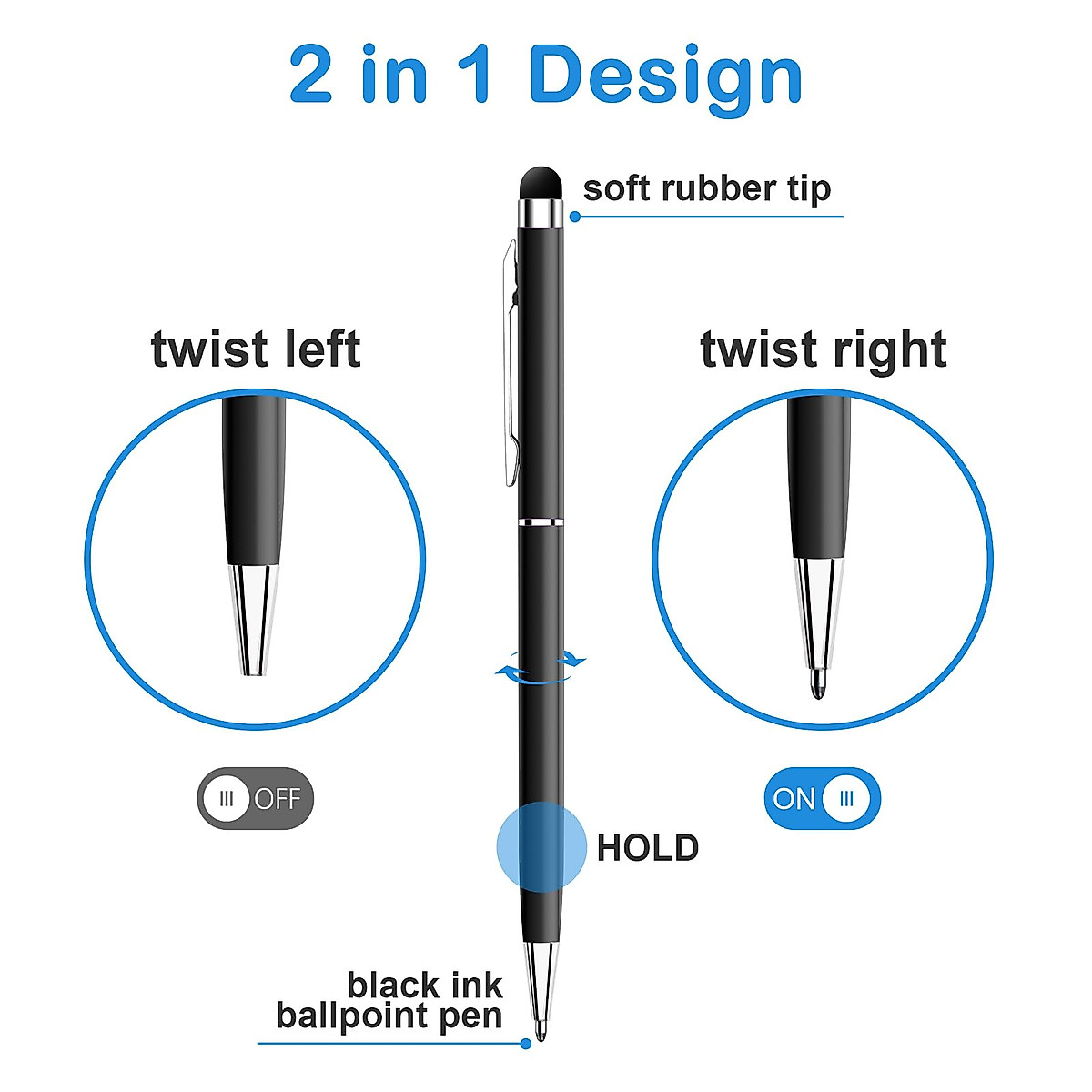 Stylus Pens for Touch Screens, Stylus Pen 10-Pack High Precision Capacitive 2 in 1 Stylus Ballpoint Stylists Pens Universal for iPhone iPad Tablet Laptop Kindle Samsung Galaxy All Touch Screens Device
