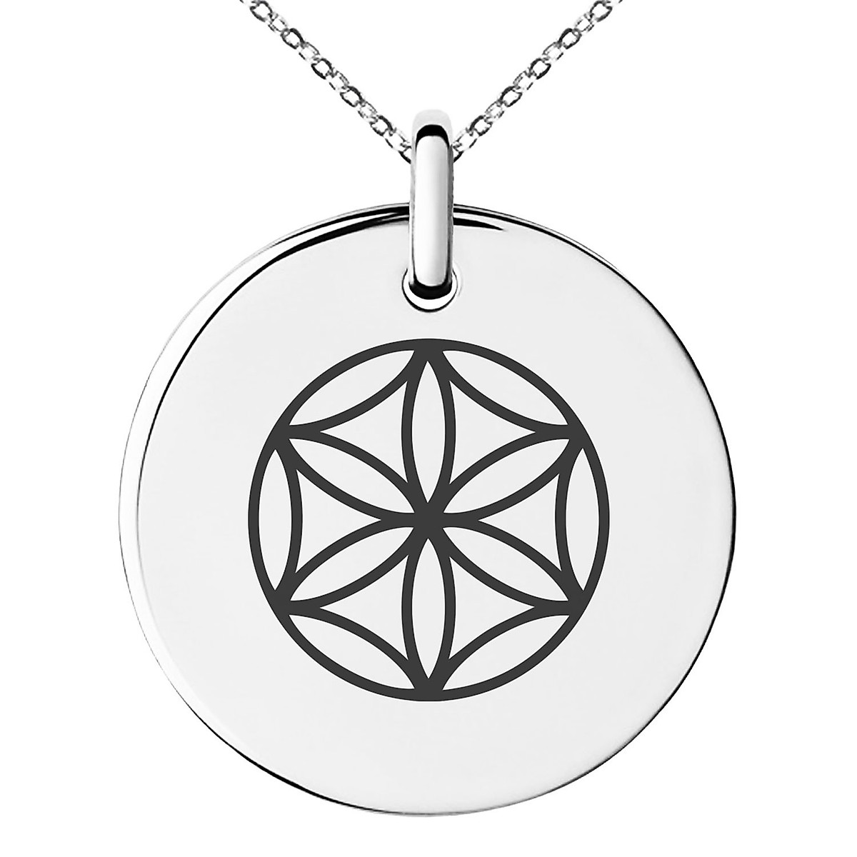 Tioneer Stainless Steel Aphrodite Greek Goddess of Love Symbol Small Medallion Circle Charm Pendant Necklace