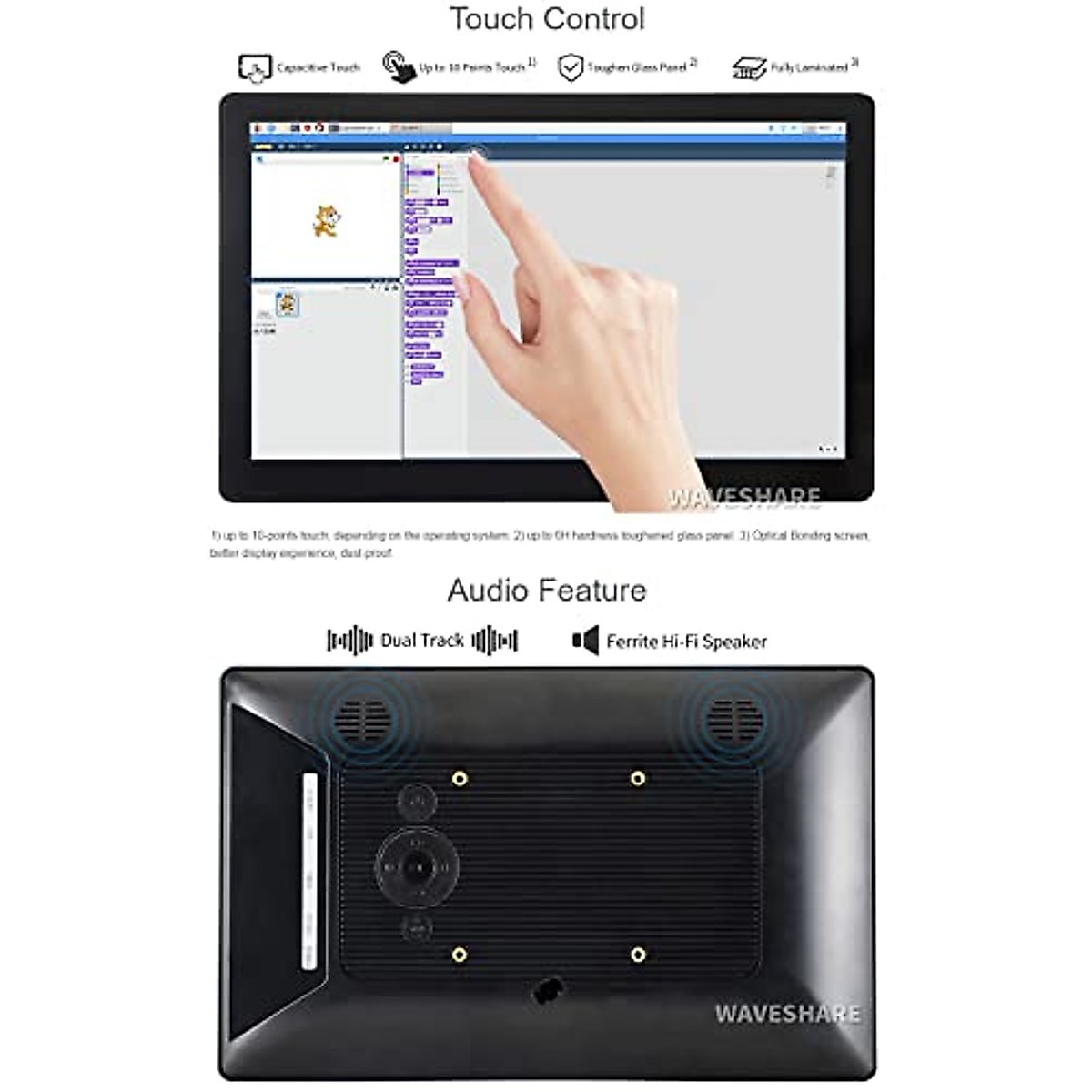 Waveshare 11.6inch IPS Capacitive Touch Screen LCD 1920×1080 HDMI Display with Toughened Glass Cover Compatible with Raspberry Pi Jetson Nano and BB Black Use as Computer Monitor