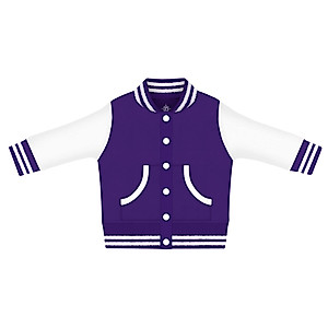 Creative Knitwear Varsity Bomber Jacket - Purple Letterman Jacket Size 0-3M