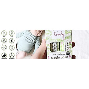 Green+Lovely Nipple Balm Organic Nature's Herbal Breastfeeding Cracked Nipples Soother Nursing Crack Ointment Essential Stick, Silky Calendula Infused, Pregnancy Essential, 2 x 0.5 oz Gift Set