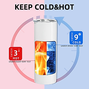 MURRICON Sublimation Tumblers 20 oz Skinny Straight,Stainless Steel Sublimation Blanks Skinny Tumbler,Double Wall Vacuum Insulated Sublimation Tumblers,with lid and straw,8 Pack