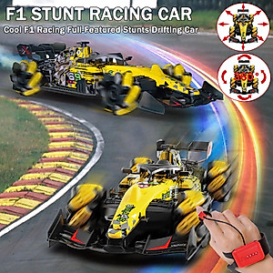Ruxrcni Gesture Sensing Remote Control Car, F1 RC Stunt Car 1:14 Scale 4WD 2.4GHz 360° Rotating RC Cars Toy for Kids with Spray Lights RC Drift Car Boys Girls Gifts Birthday Xmas for 6-12 Year Old