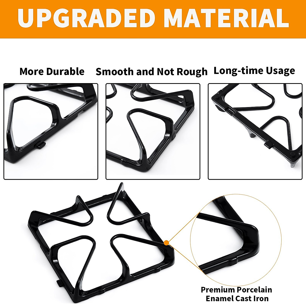 Upgraded WB31K10034 Grate Replacement Parts for GE Stove Parts Range Burner Grate, GE Cooktop Parts Cast Iron Surface Burner Grate Set, General Electric Gas Range Parts Stove Top Grate Rack 1 Pcs