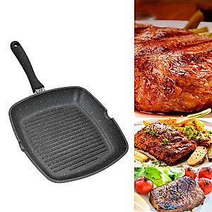 Nonstick Grill Pan,Square Griddle Pan,Aluminum Skillet Steak Bacon Pans with Detachable Handle for Restaurant Indoor Outdoor Barbecue Frying Sauteing Black