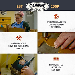 Oowee Genuine Leather Sleeve & Rocks Glasses - Set of 2 | 9.6 oz Whiskey Glasses & Old Fashioned Glasses | Great Gift for Men - Sleeve Made in the USA - Compass