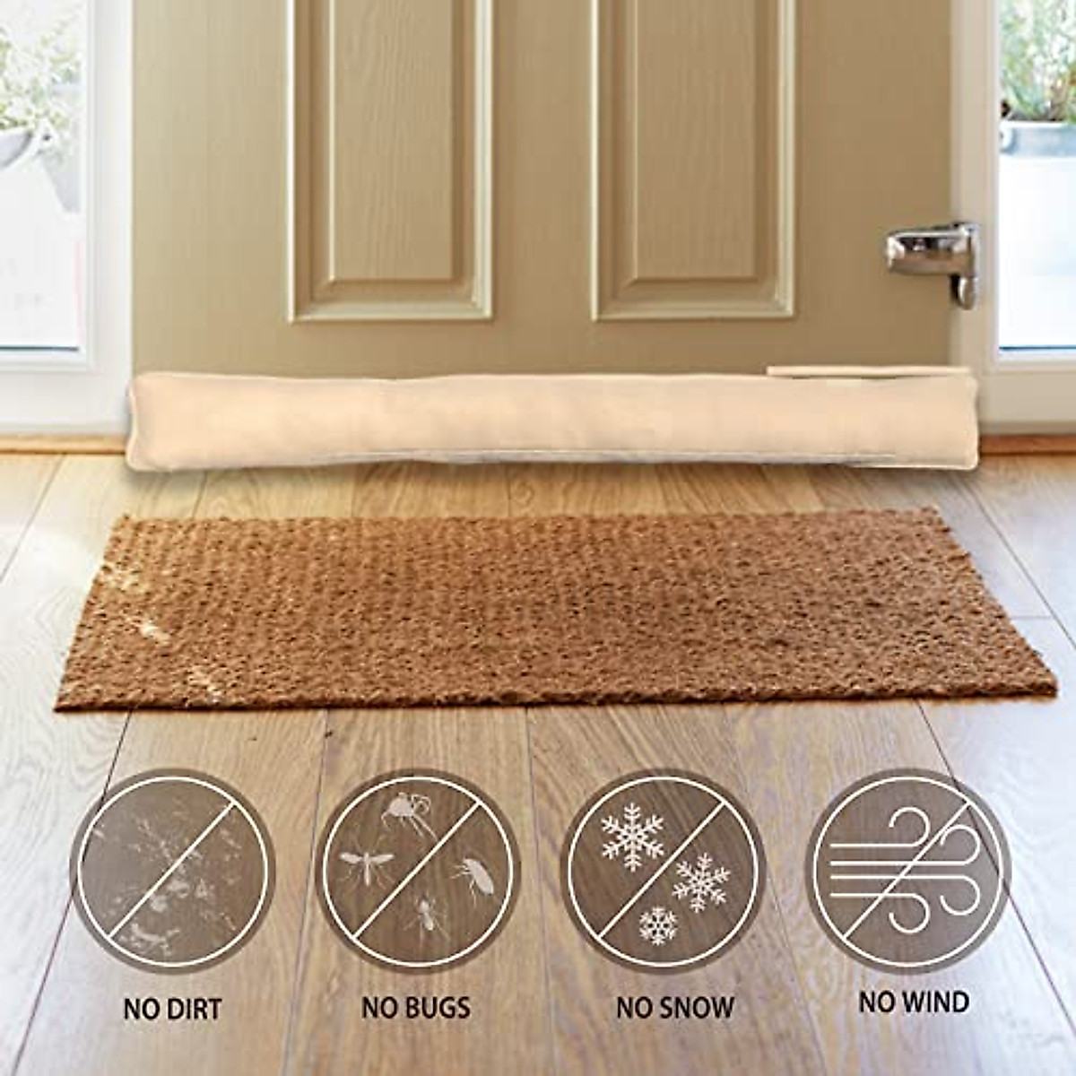Twin Draft Guard Solo Guard Draft Stopper for Doors and Windows (Beige)