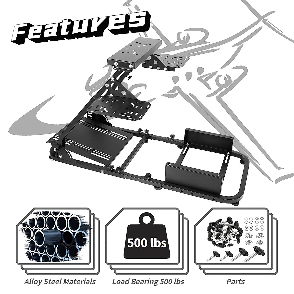 Dardoo G920 Flight Racing Simulator Cockpit Adjustable Compatible With HOTAS Warthog, G Saitek, Logitech G923, Thrustmaster T80 T150, Game Mount Without Wheel, Shifter,Seat and Pedal