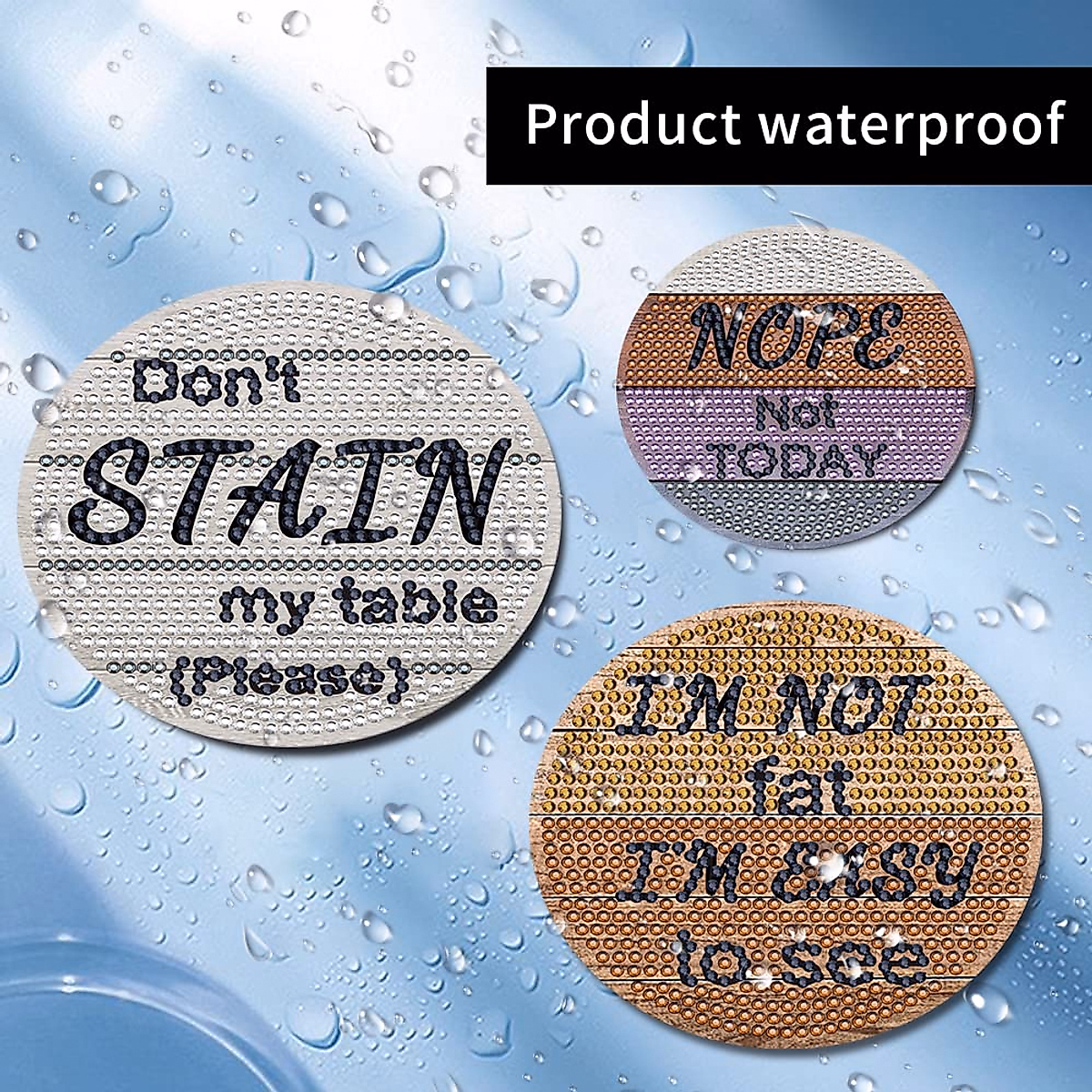 8 Pcs Diamond Art Painting Coasters Diamond Art Coasters with Holder, DIY Funny Inspirational Coasters, Diamond Art Painting Kits for Adults, Kids & Beginners, Farmhouse Bar Diamond Art Craft Coasters